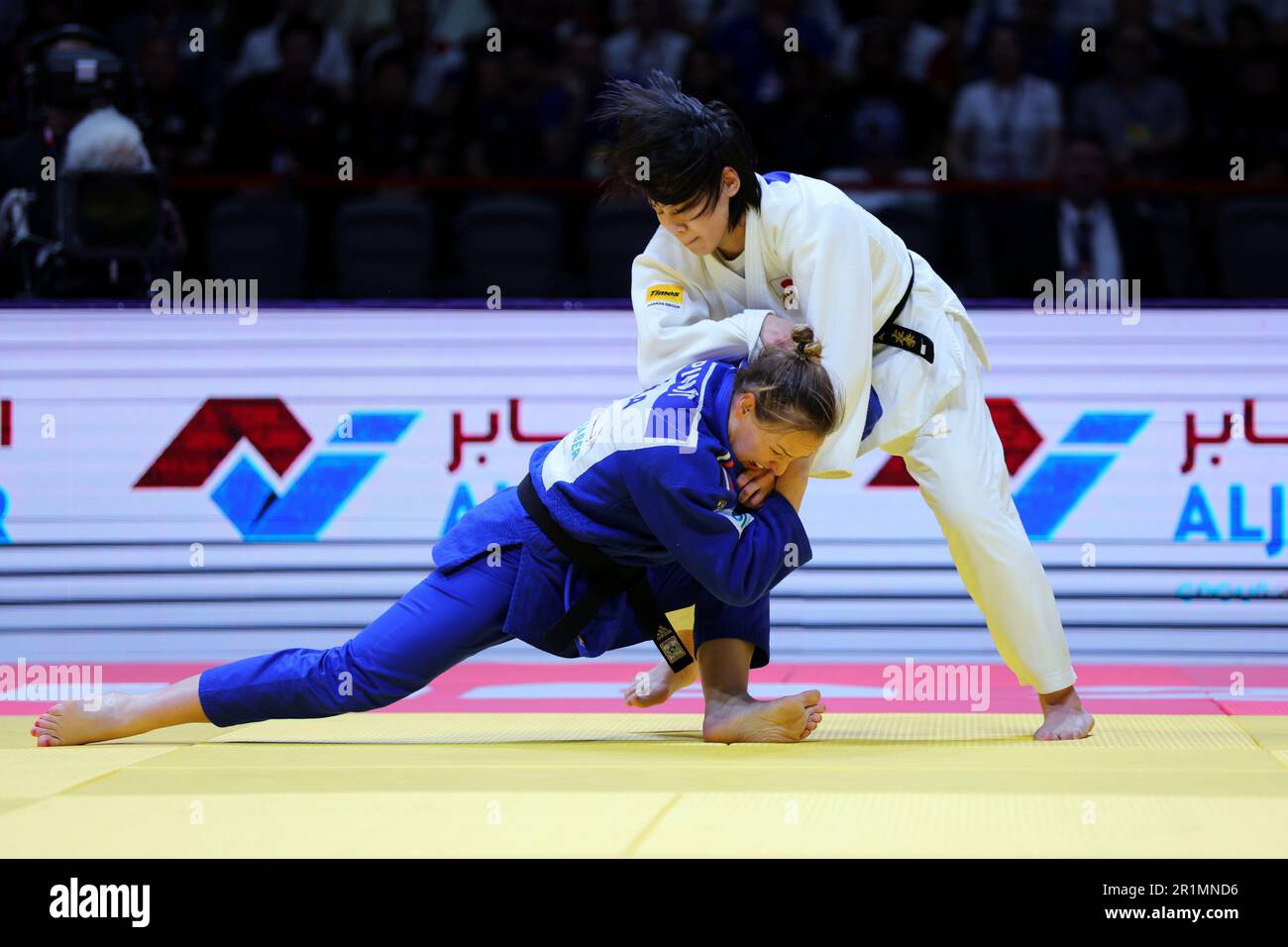 Ali Bin Hamad Al Attiyah Arena, Doha, Qatar. 14th May, 2023. (L-R) Margaux Pinot (FRA), Saki ...