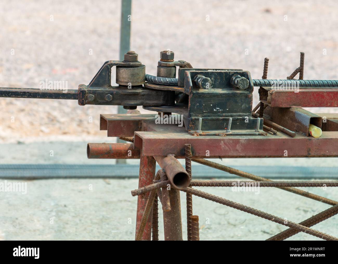 Rebar bending steel bar machine in the construction site Stock Photo ...