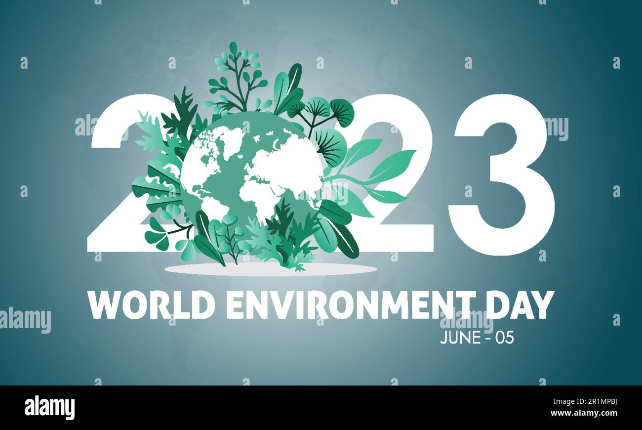 2023 Concept World Environment Day nature ecology protection vector ...