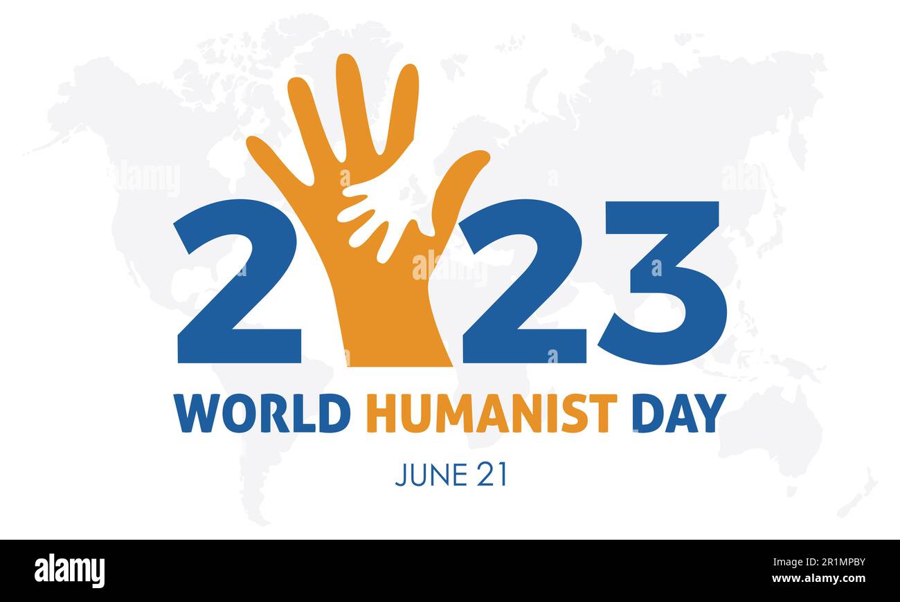 2023 Concept World Humanist Day vector illustration template. Support, help, humanitarian theme ...