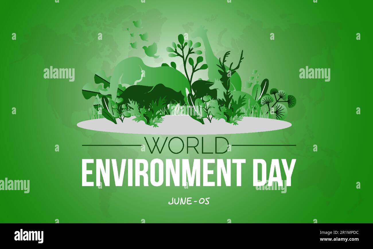 2023 Concept World Environment Day nature ecology protection vector ...