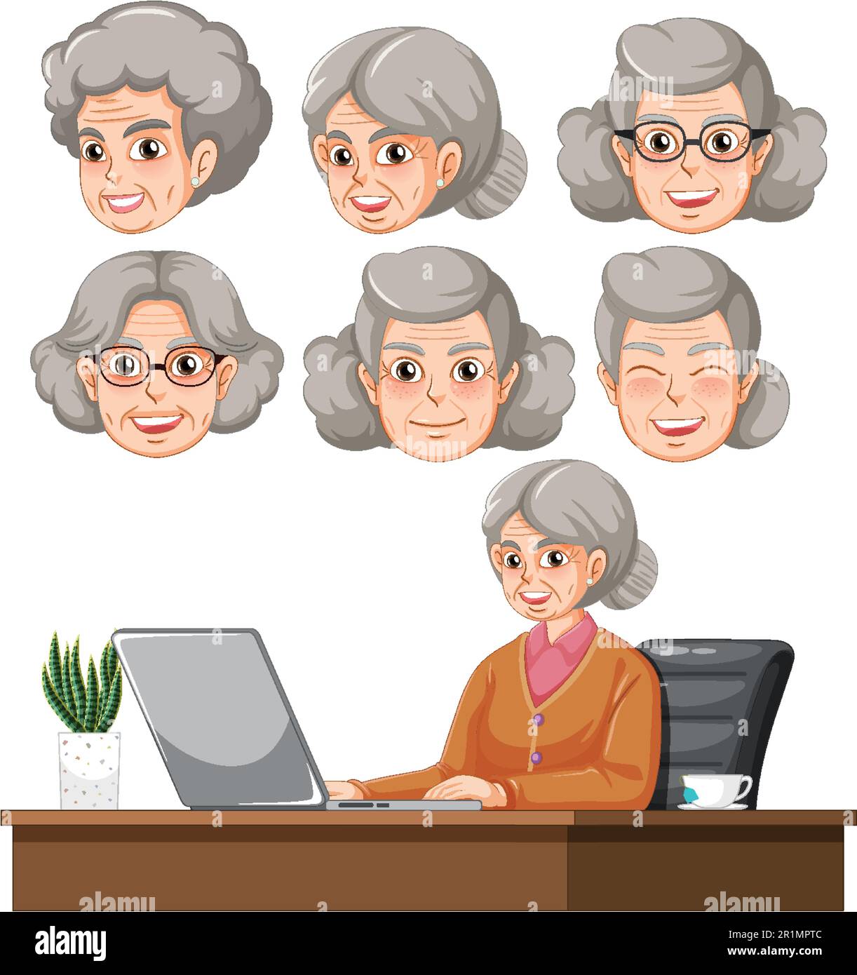 Pensioner using computer Stock Vector Images - Alamy