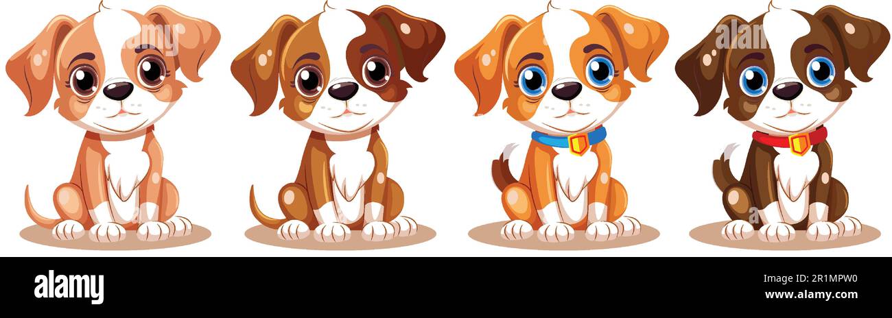 Set of cute dog cartoon illustration Stock Vector Image & Art - Alamy