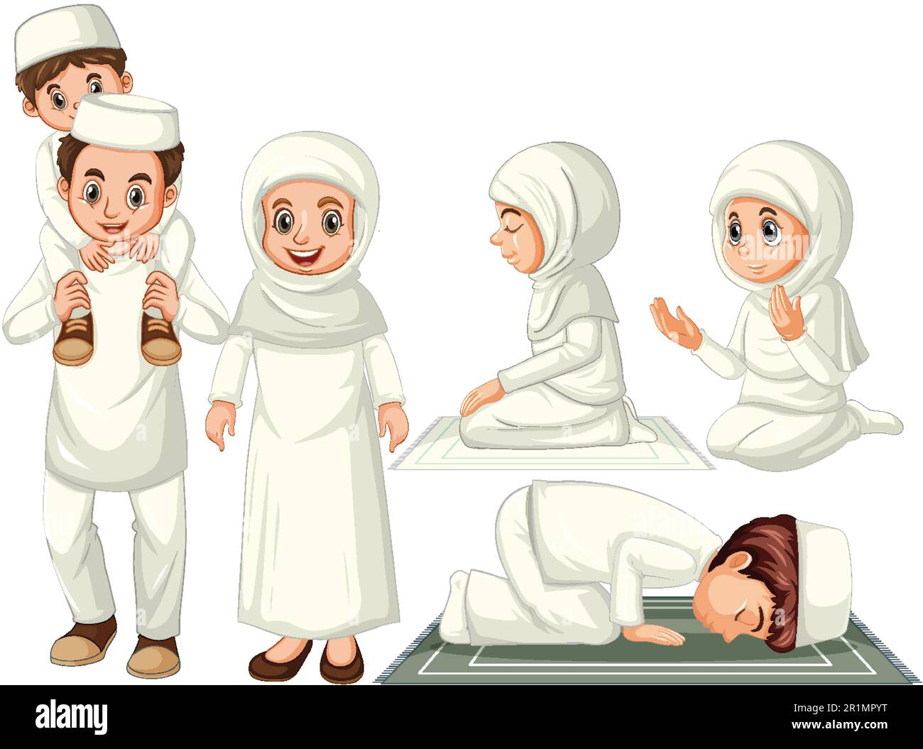 Set Of Muslim People Cartoon Character Illustration Stock Vector Image And Art Alamy