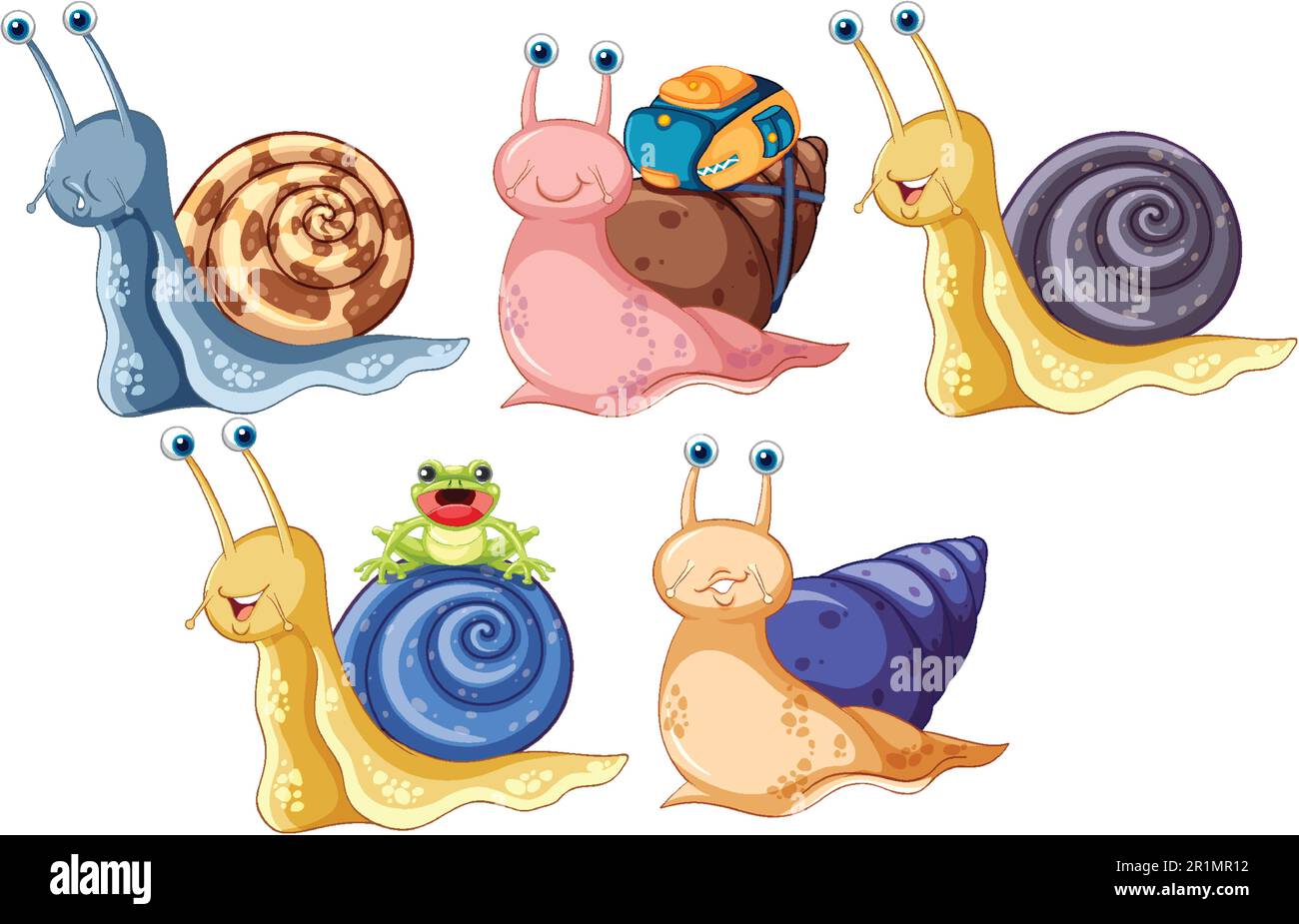 Set of snail cartoon character illustration Stock Vector Image & Art ...