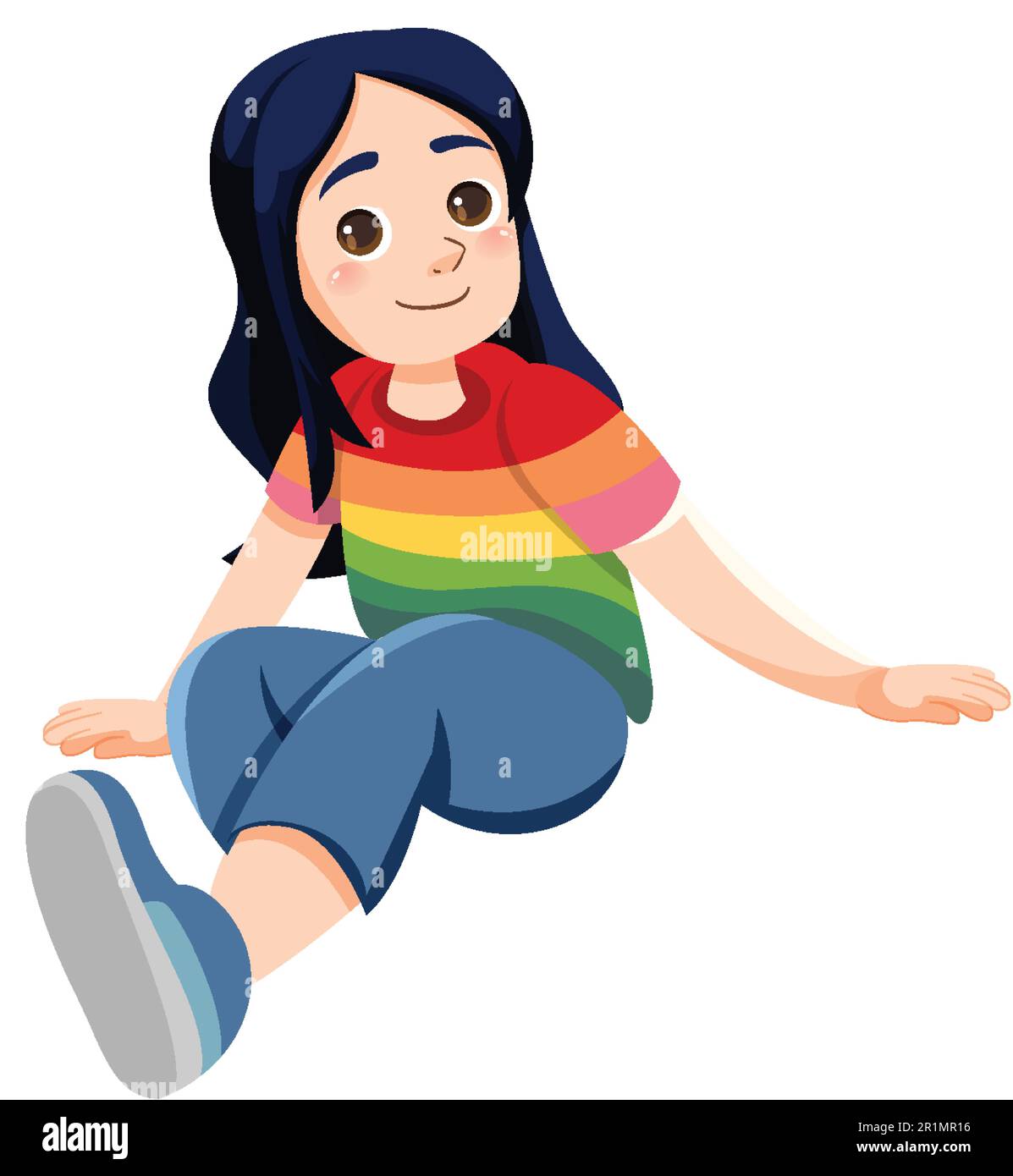 Girl in Rainbow Shirt Cartoon Vector illustration Stock Vector Image ...