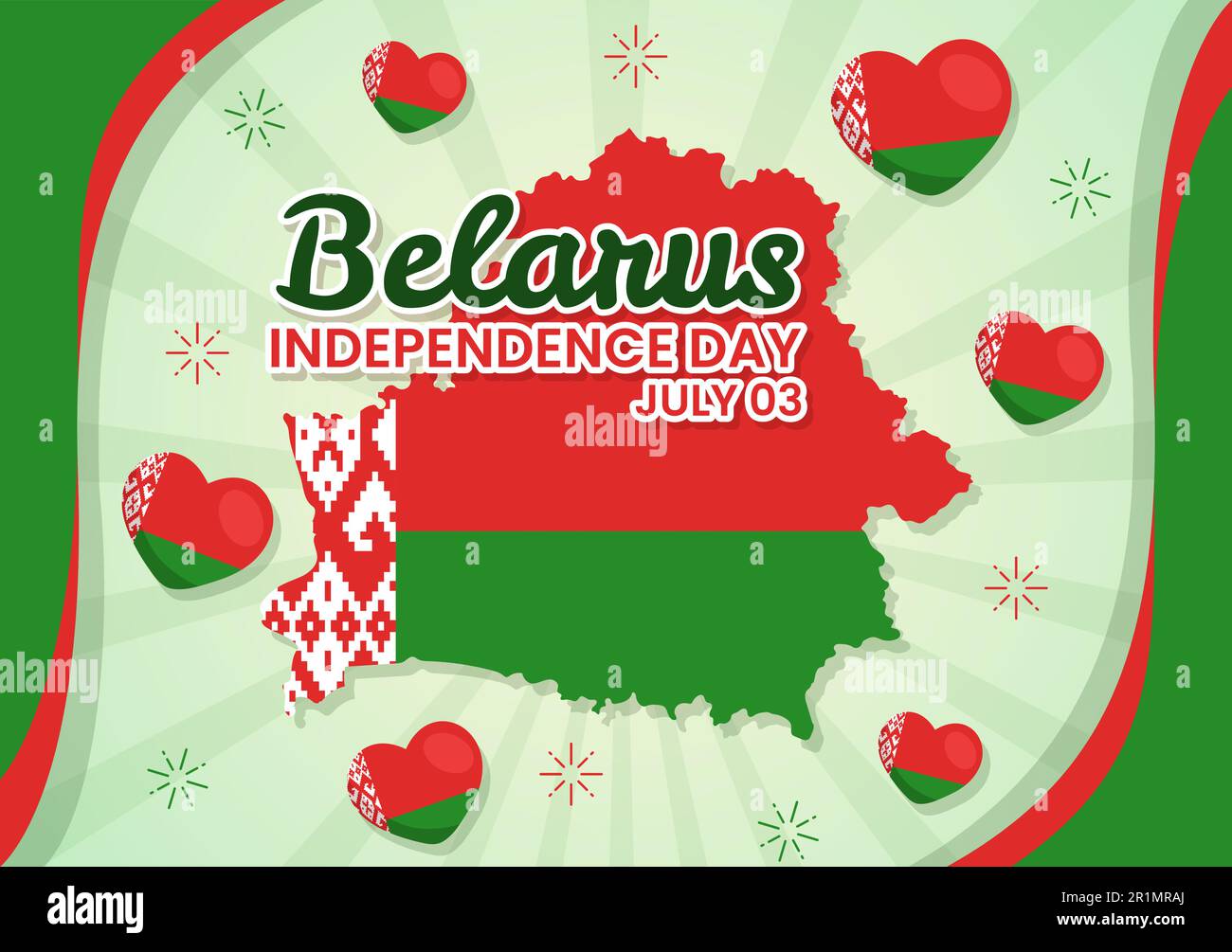 Belarus Independence Day Vector Illustration on 3 July with Waving Flag ...