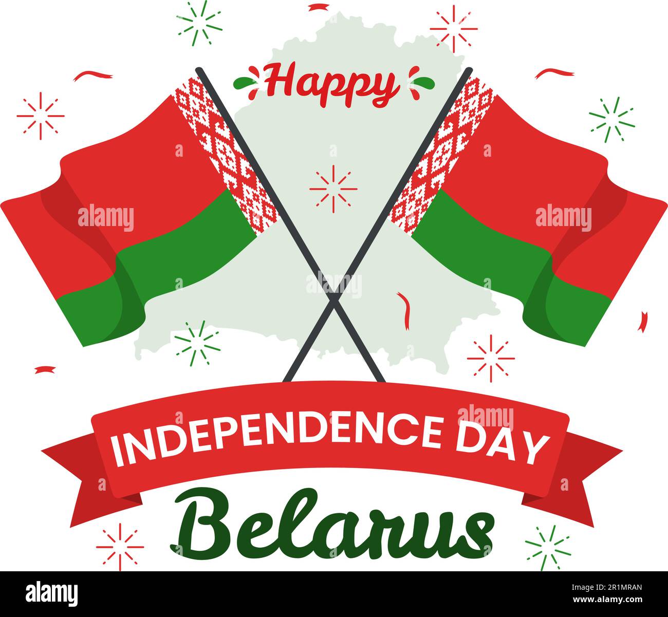 Belarus Independence Day Vector Illustration on 3 July with Waving Flag ...
