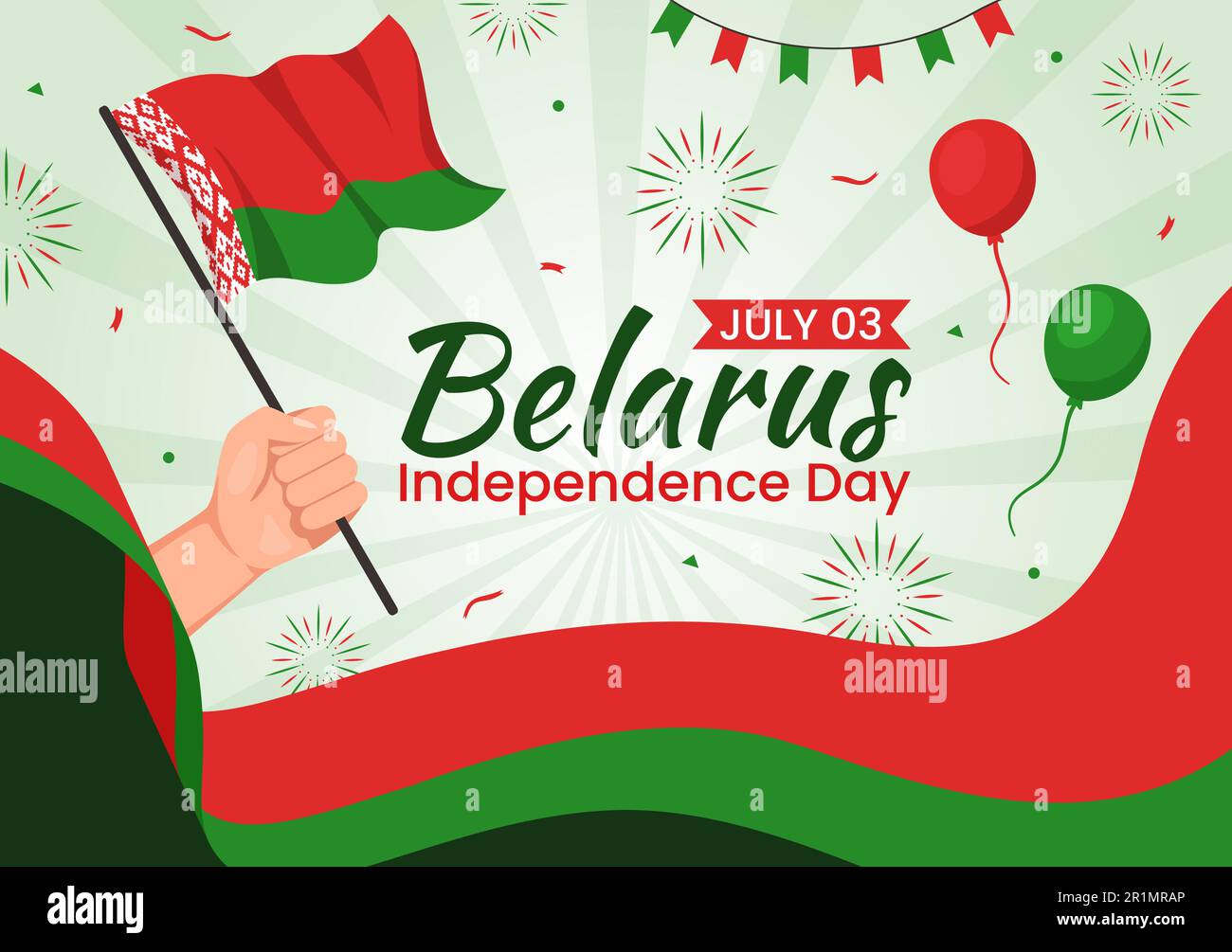 Belarus Independence Day Vector Illustration on 3 July with Waving Flag ...