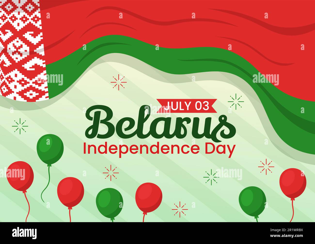 Belarus Independence Day Vector Illustration on 3 July with Waving Flag ...