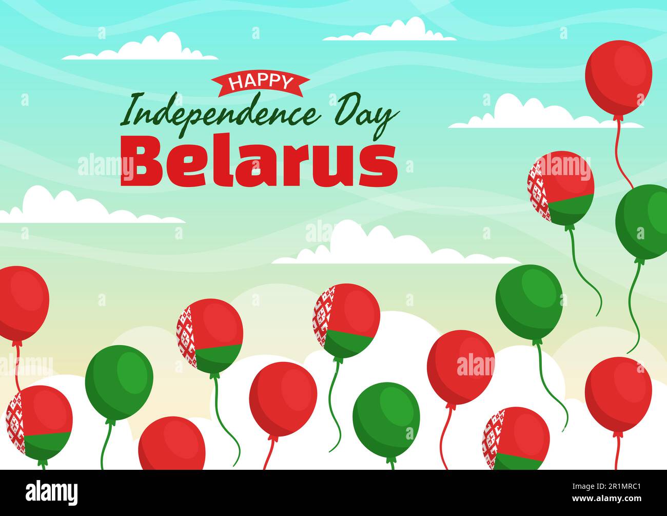 Belarus Independence Day Vector Illustration on 3 July with Waving Flag ...