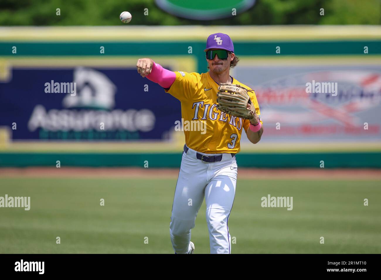 May 14, 2023: LSU's Dylan Crews (3) throws the ball to a teammate ...