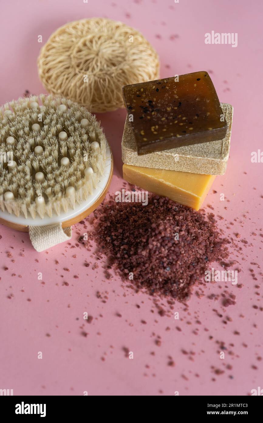 Anti-cellulite cosmetic products. Natural body scrub, peeling, spa ...