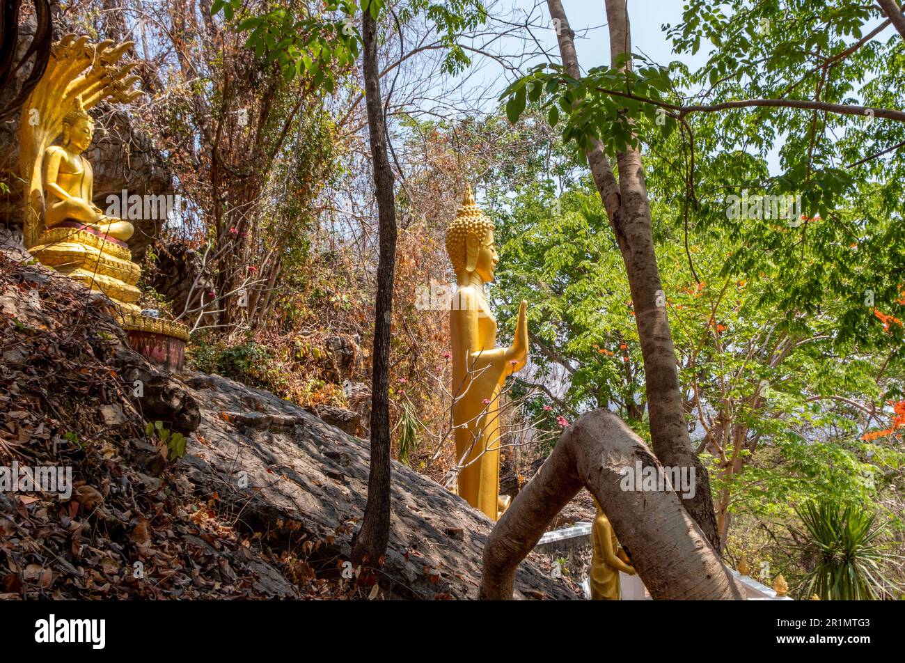 Golden Buddha at Wat Phousi Temple in Luang Prabang Laos Stock Photo ...