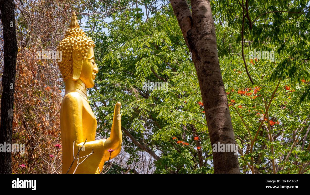 Golden Buddha at Wat Phousi Temple in Luang Prabang Laos Stock Photo ...