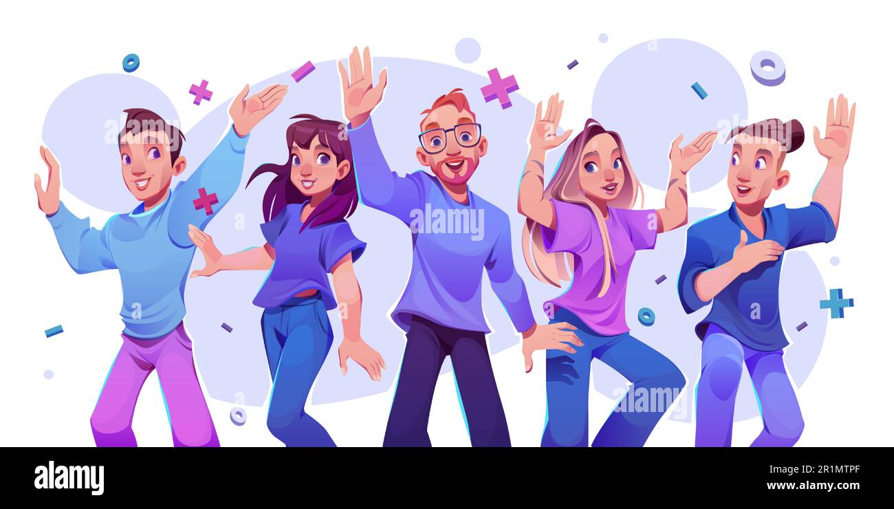 Successful company dream team. Vector cartoon illustration of active ...