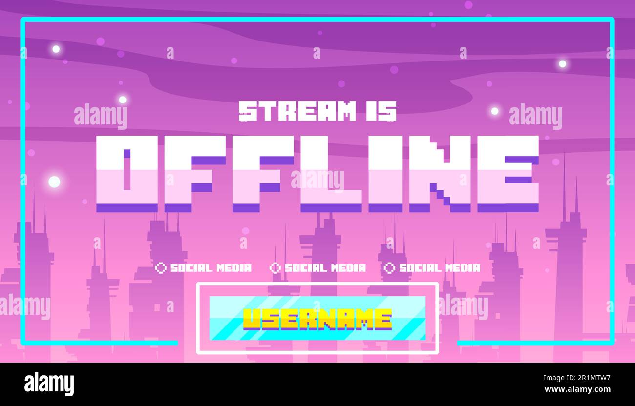 Game stream background with abstract futuristic city at night. Banner ...