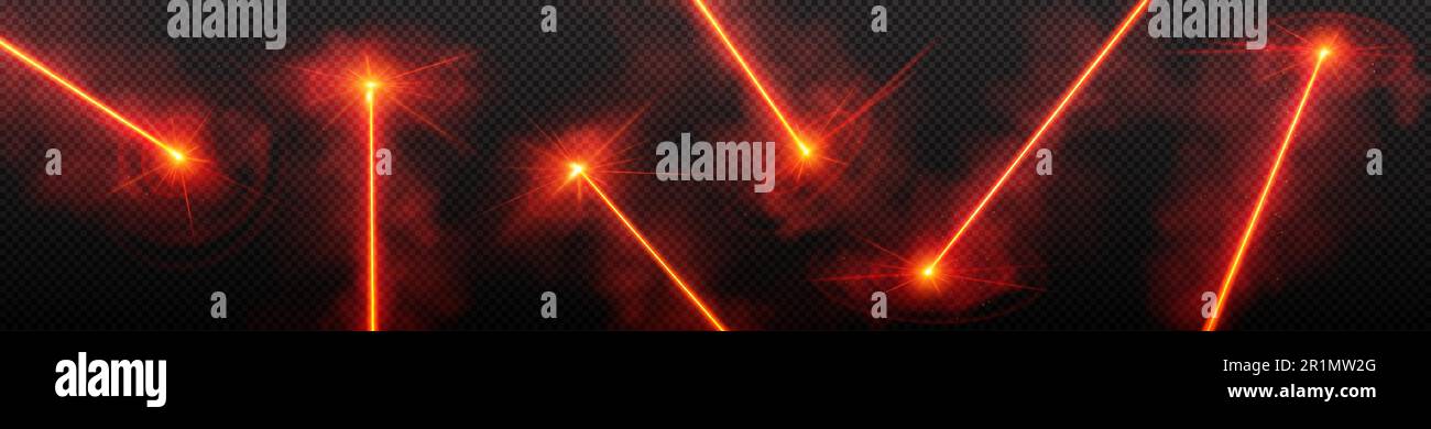 Red laser light beam effect isolated on transparent background. Vector ...