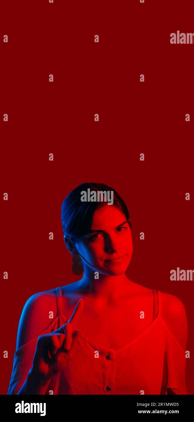 Warning woman prevention gesture confident girl Stock Photo - Alamy