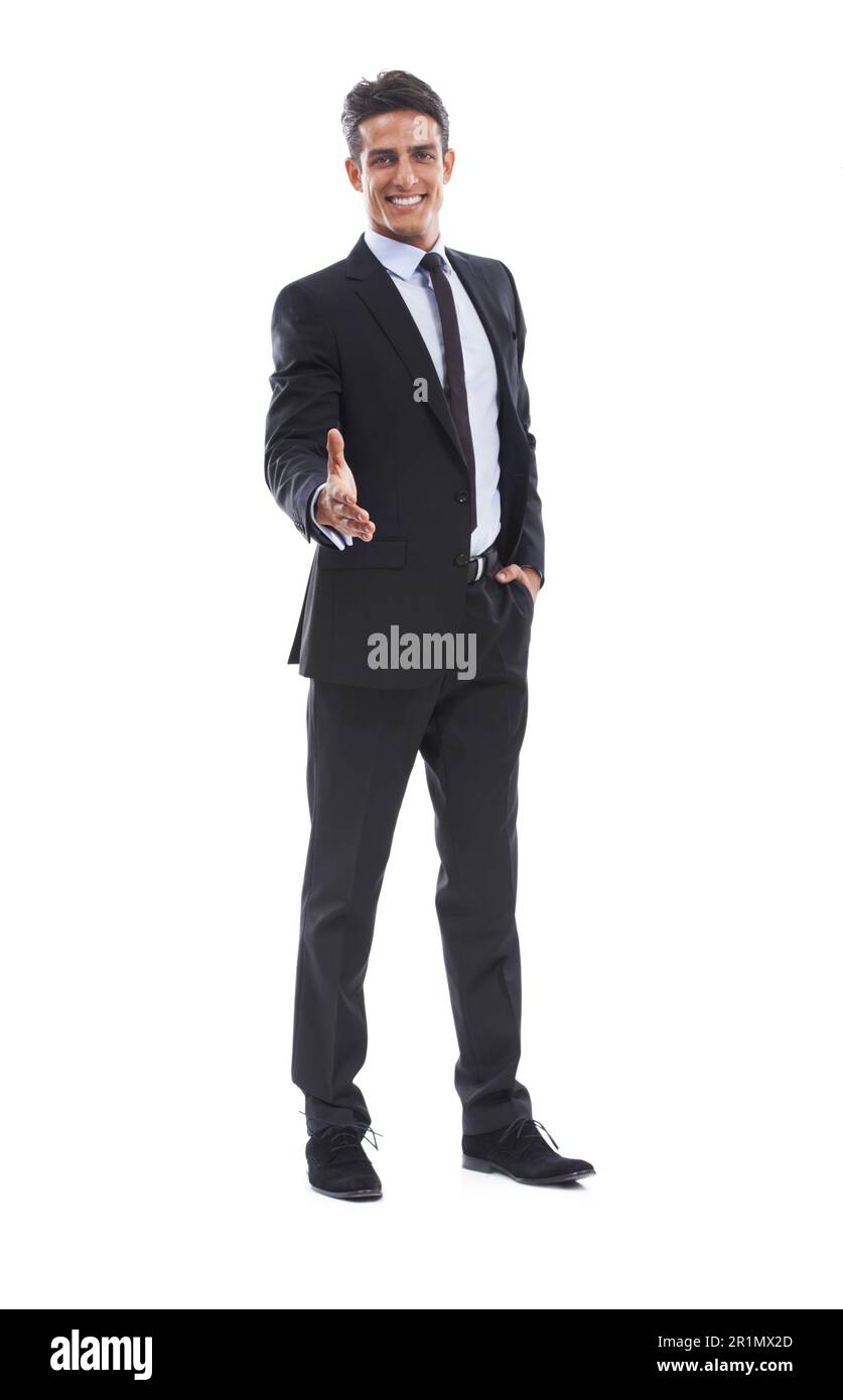 Pleased to meet you. Portrait of a handsome young businessman holding ...