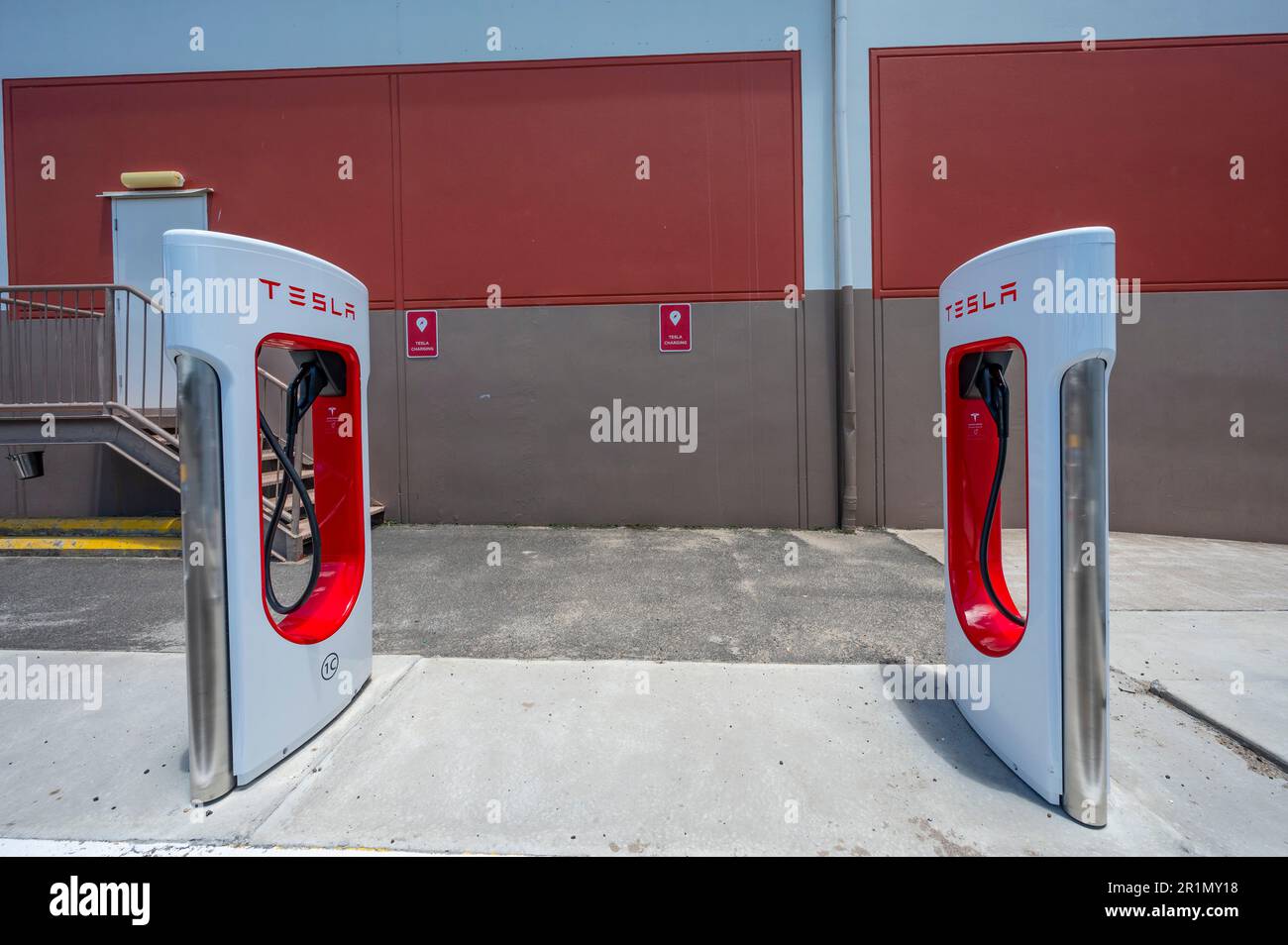 Tesla EV charging station in the Coles car park, Tenterfield, new south ...