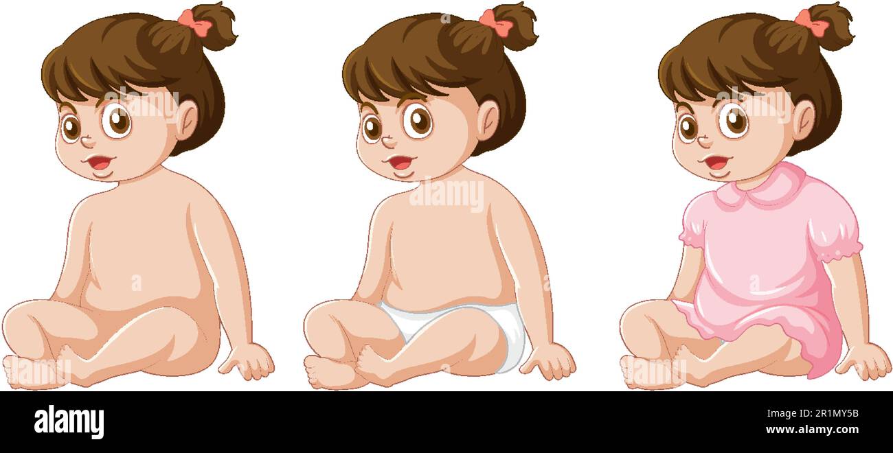 Set of baby girl cartoon charater illustration Stock Vector Image & Art ...