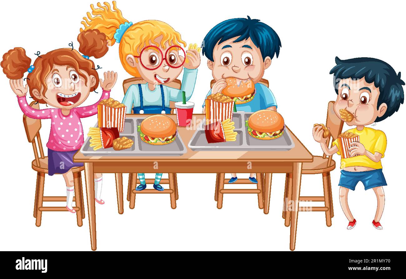 Cartoon Family Meal Time