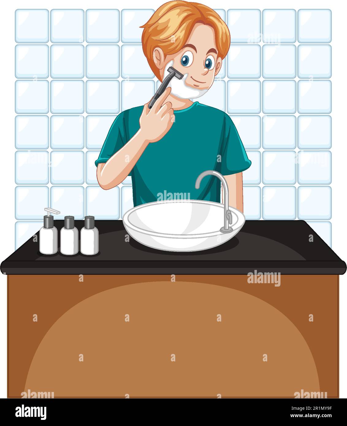 A male teen shaving beard illustration Stock Vector Image & Art - Alamy