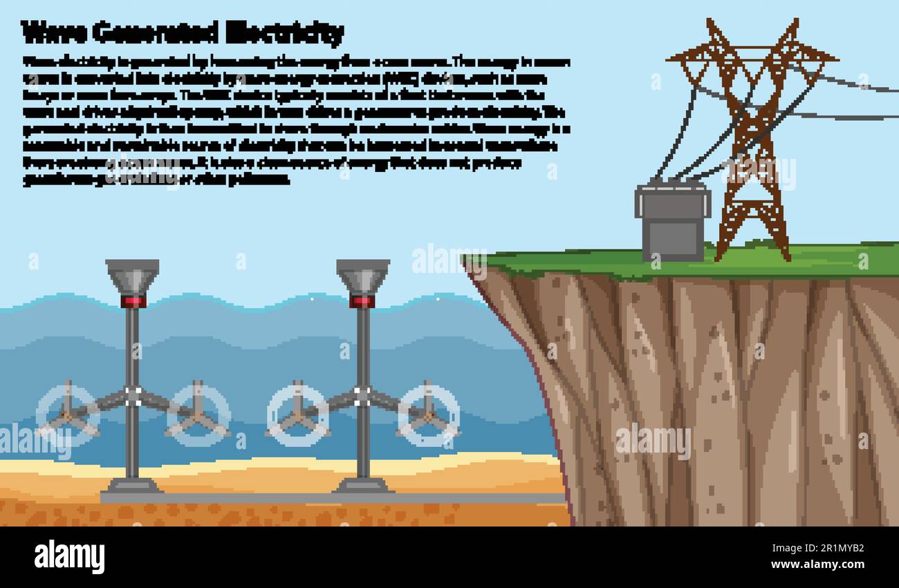 Ocean Power Generation with Underwater Turbines illustration Stock ...