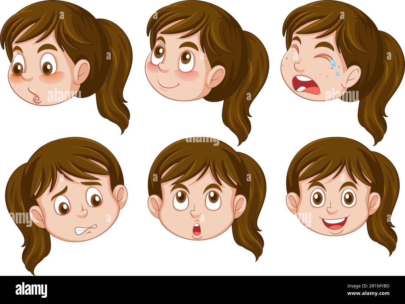 Puberty Girl Cartoon Characters Set illustration Stock Vector Image ...