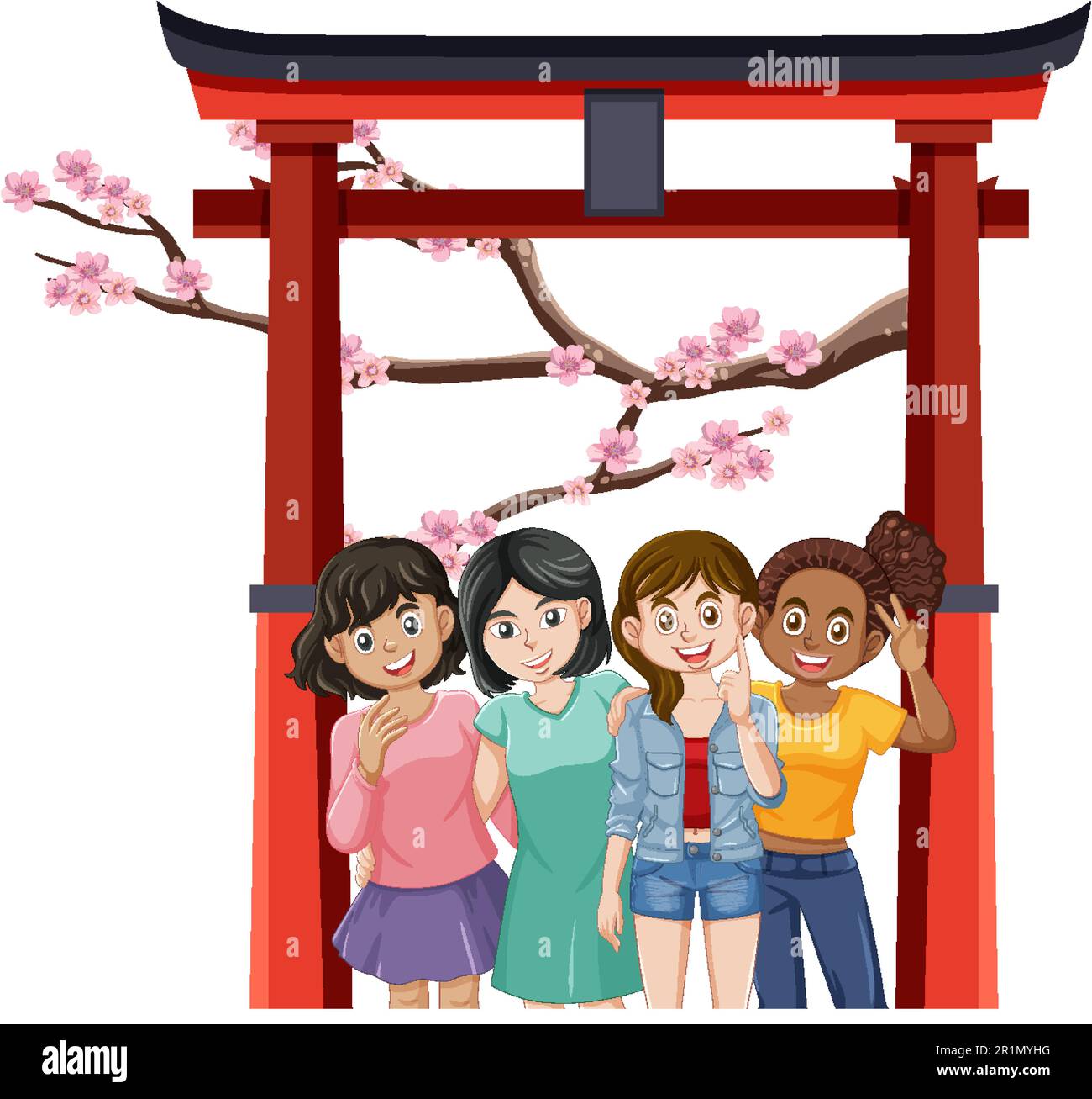 Multi Ethnic Teenage Friendship Group illustration Stock Vector Image ...
