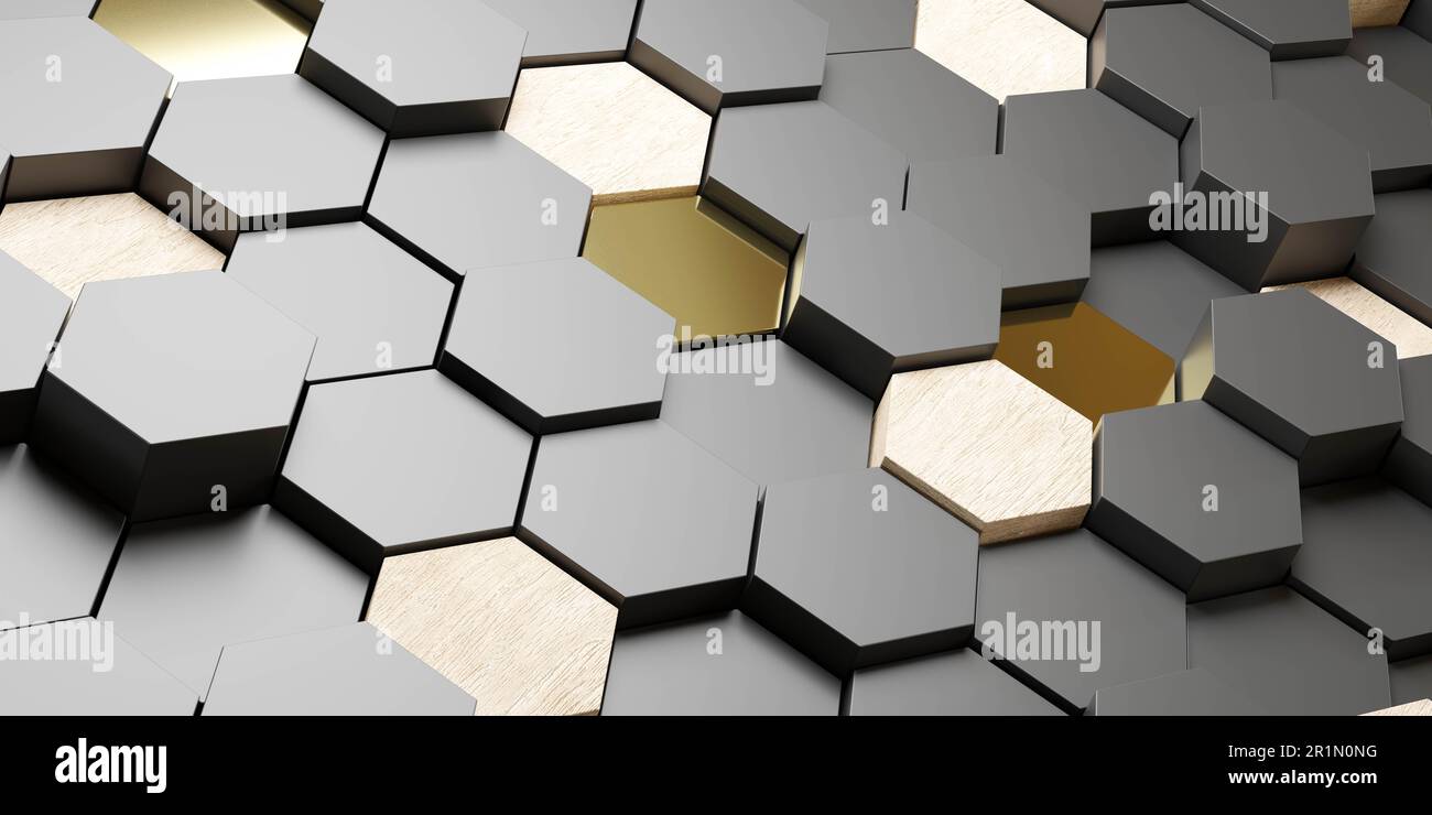 an abstract wall made of hexagonal shapes 3d render illustration Stock ...