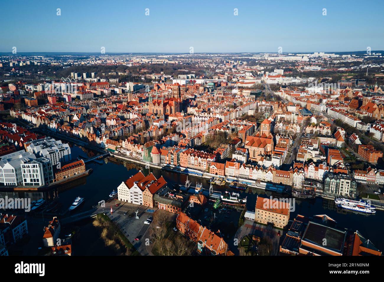 Aerial view of Gdansk city in Poland. Historical center in old town in ...