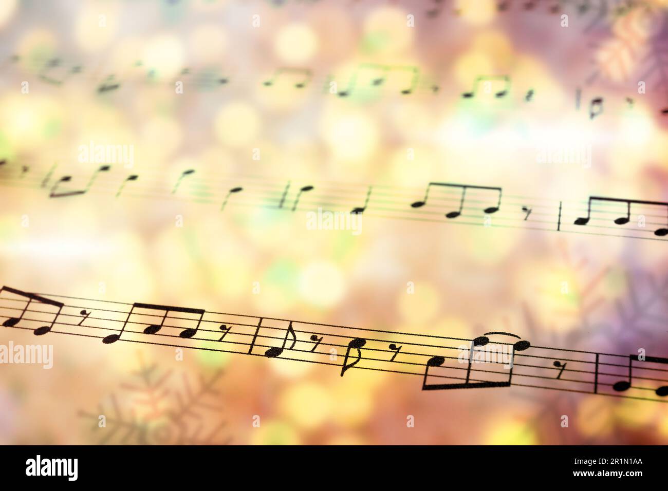 Sheet with music notes as background, closeup. Christmas songs Stock ...