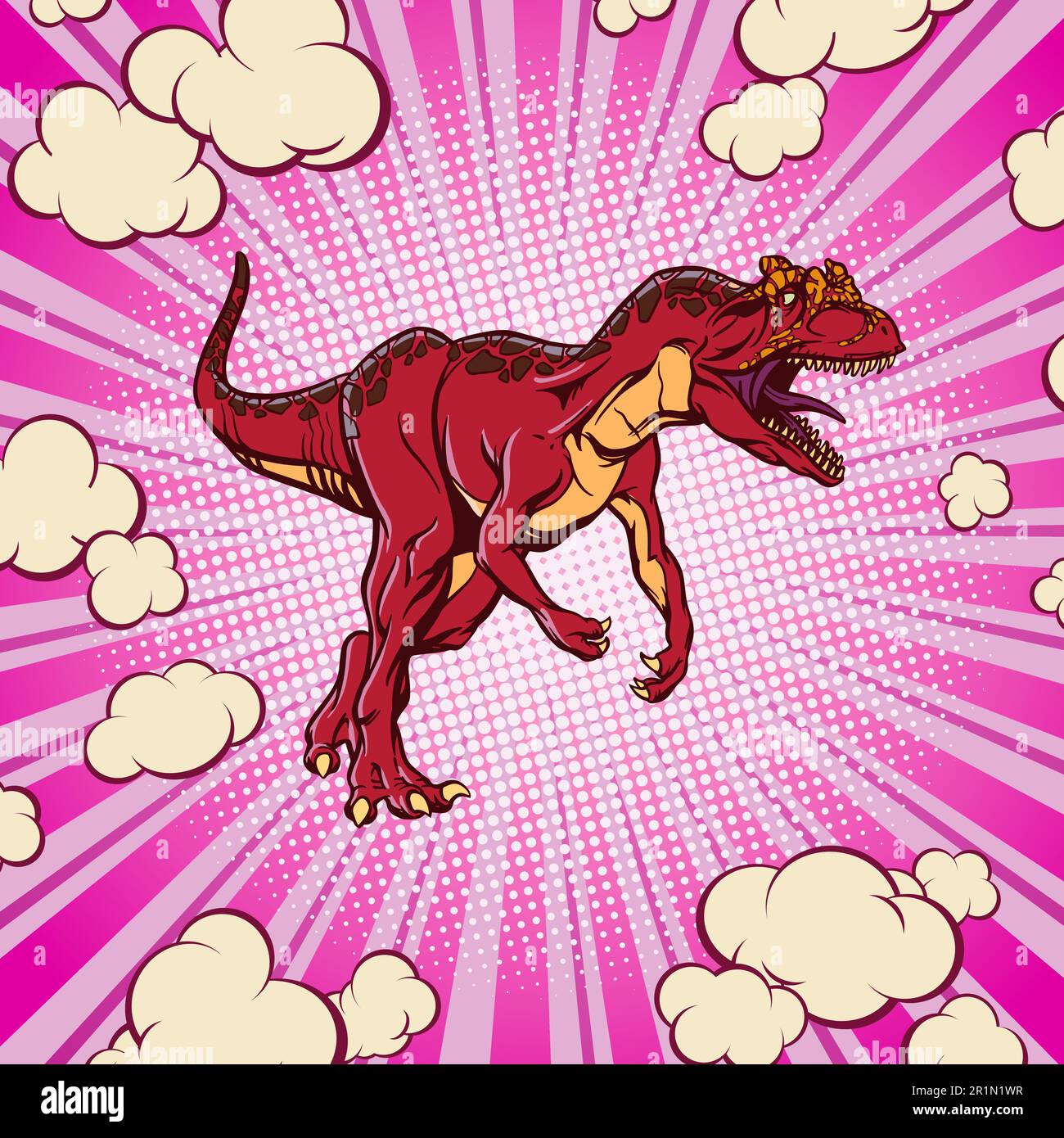 Allosaurus concept in pop art style for print and design. Vector ...