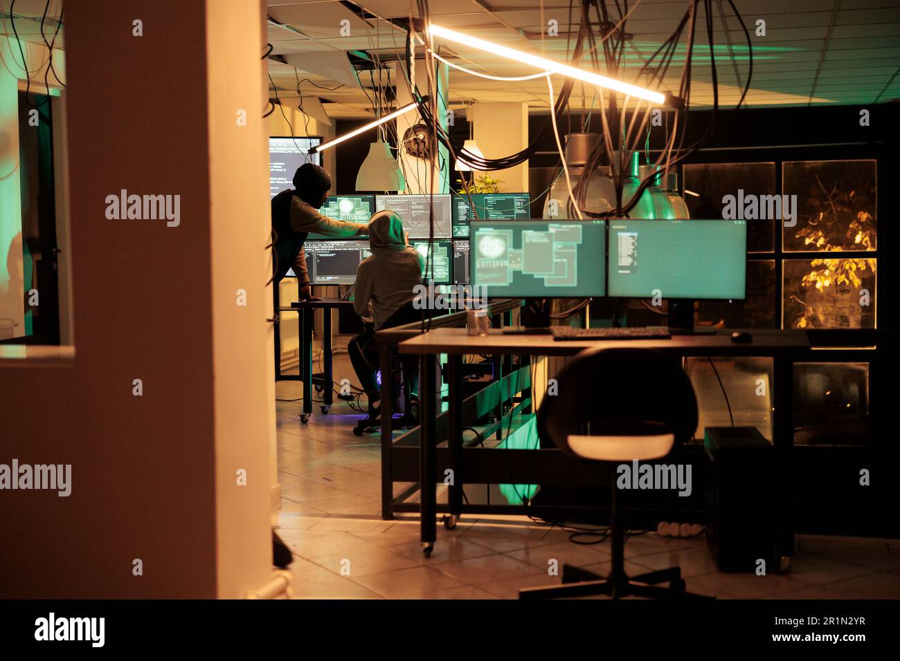 Hacker malicious software code running on computer screen Stock Photo ...