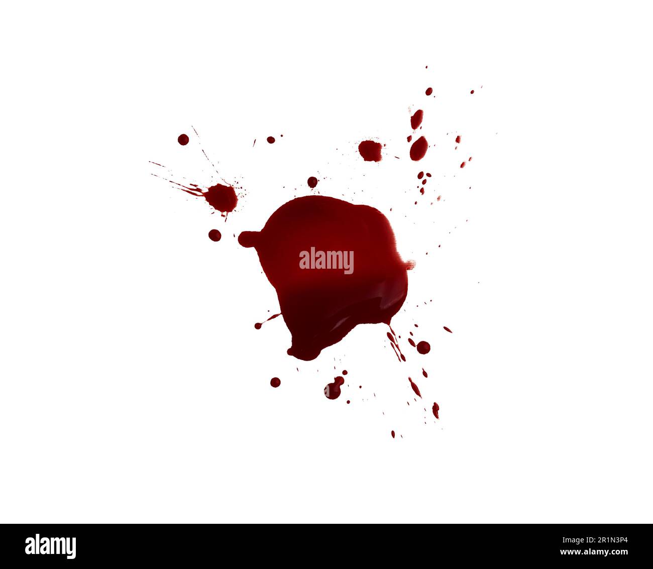 Splash of blood isolated on white, top view Stock Photo - Alamy