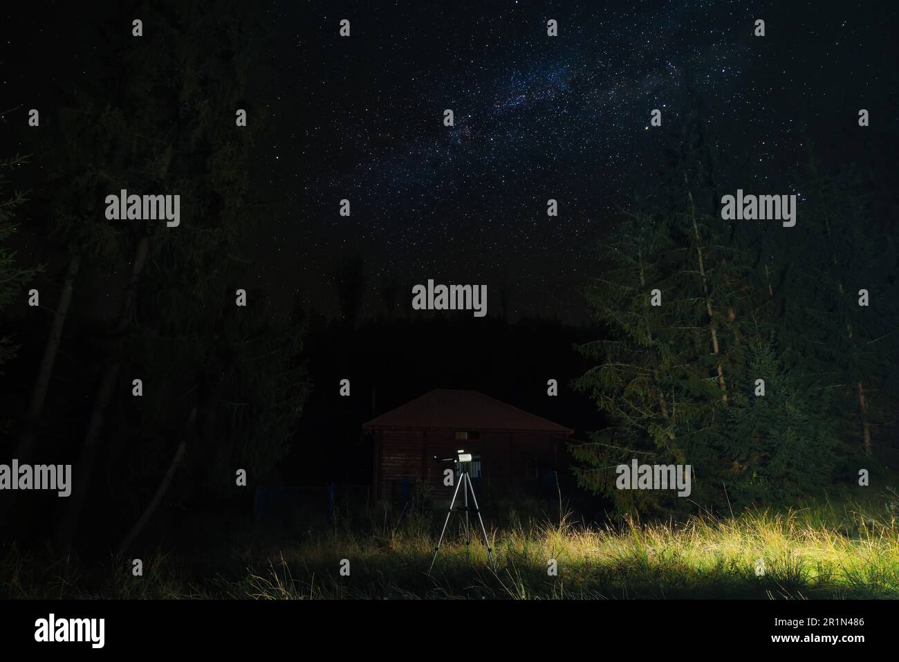 Modern telescope at night outdoors. Learning astronomy Stock Photo - Alamy