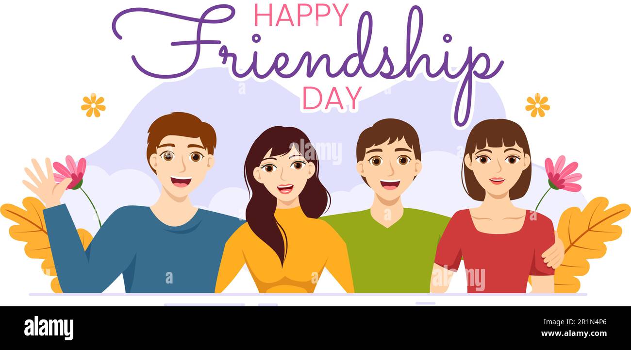 Happy Friendship Day Vector Illustration with Young Boys and Girls ...