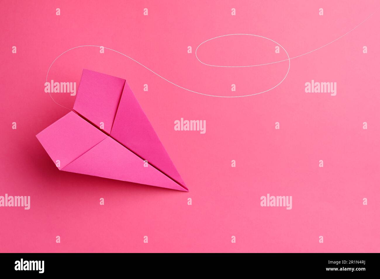 Handmade paper plane on pink background, top view. Space for text Stock ...