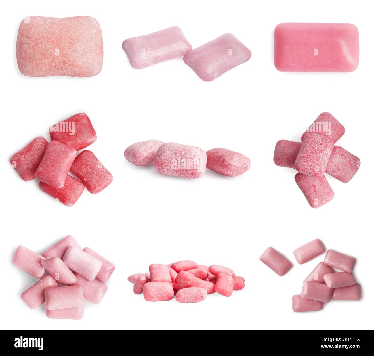 Set with different tasty chewing gums on white background Stock Photo ...