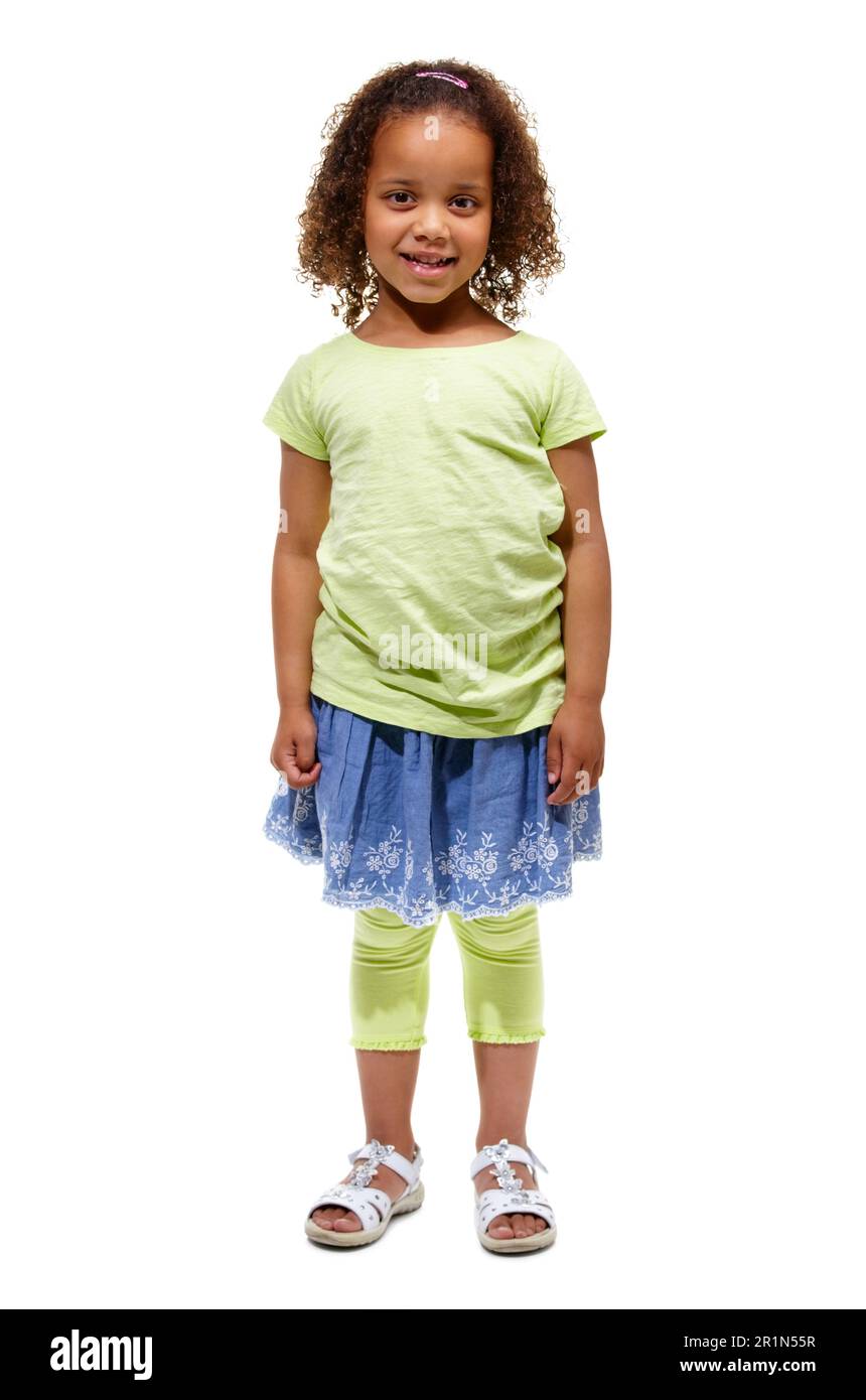 Cute, proud child and portrait of young girl in a studio with happiness ...