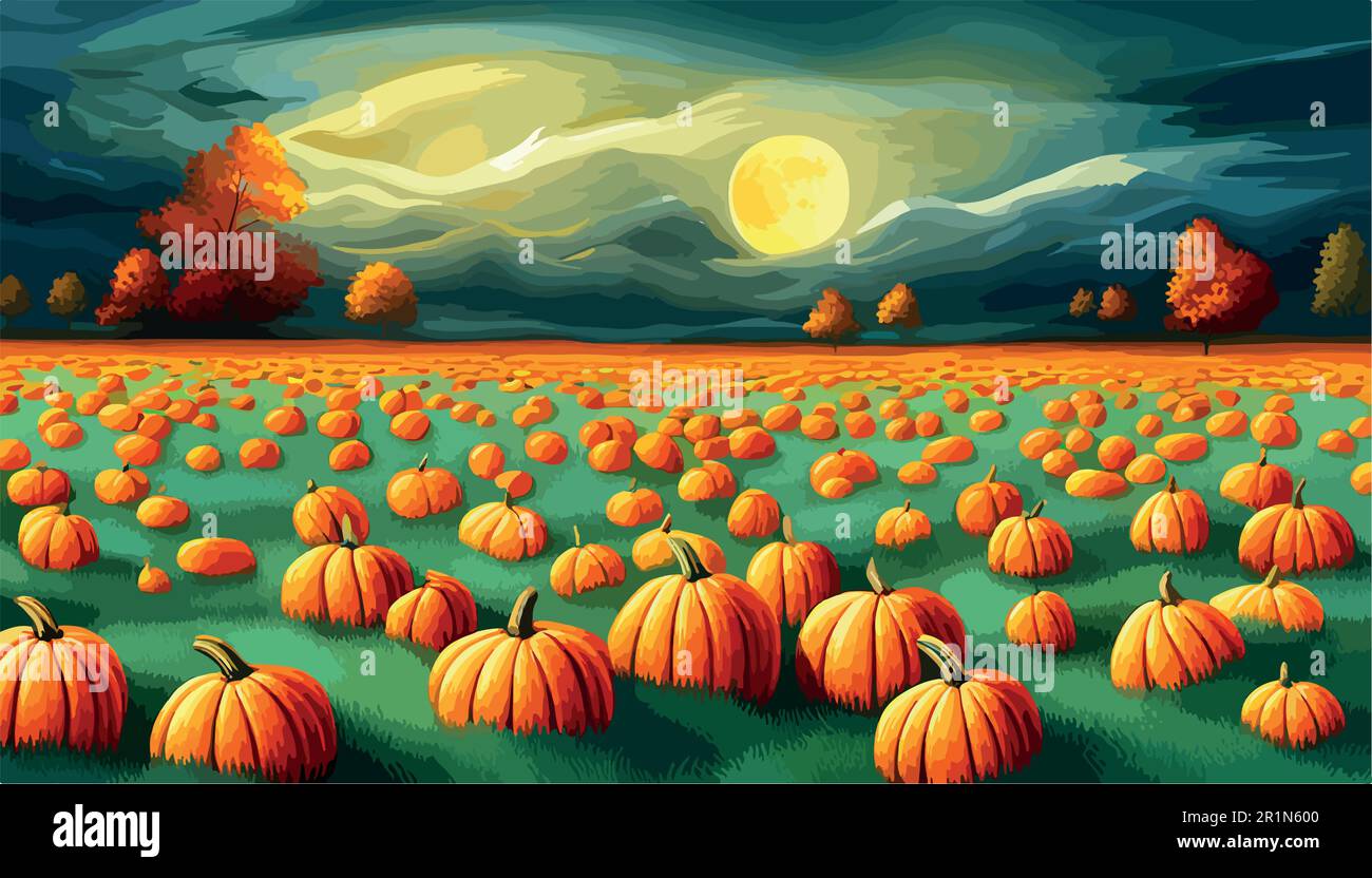 Autumn Scenery Wallpaper With Pumpkins