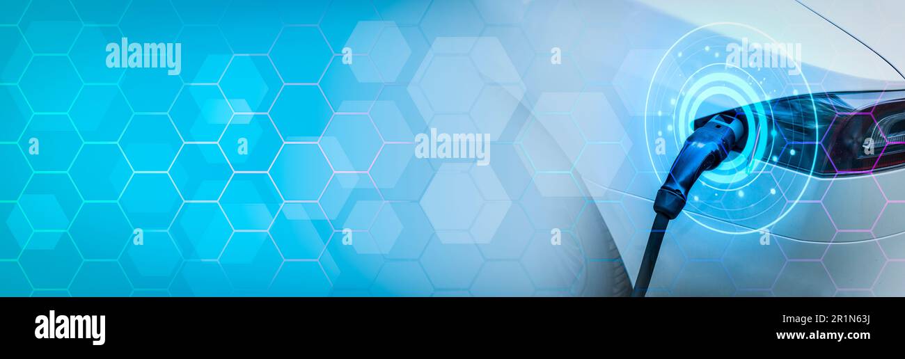 Electric car charge banner background. Electric automobile technology ...