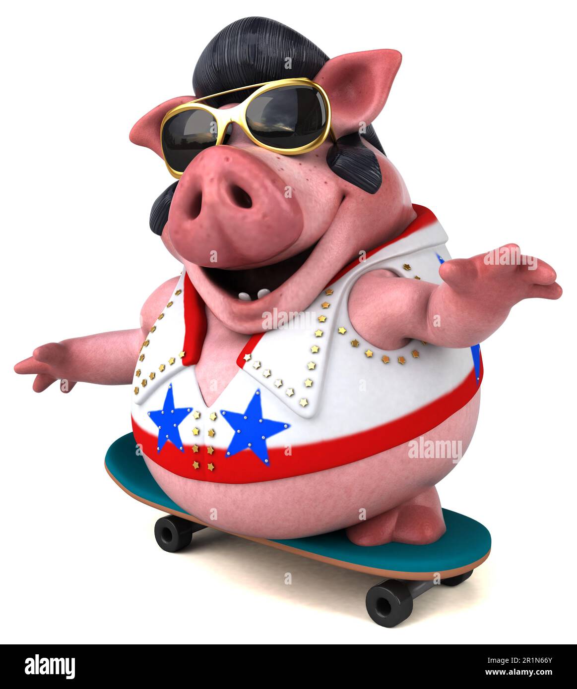 Fun 3D cartoon illustration of a pig rocker Stock Photo - Alamy