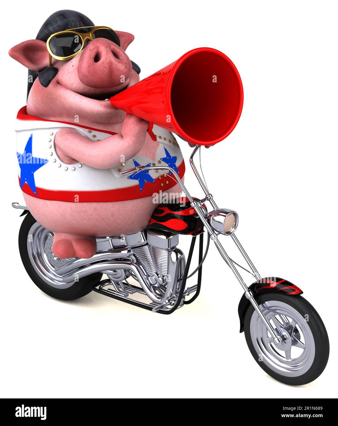 Fun 3D cartoon illustration of a pig rocker Stock Photo - Alamy