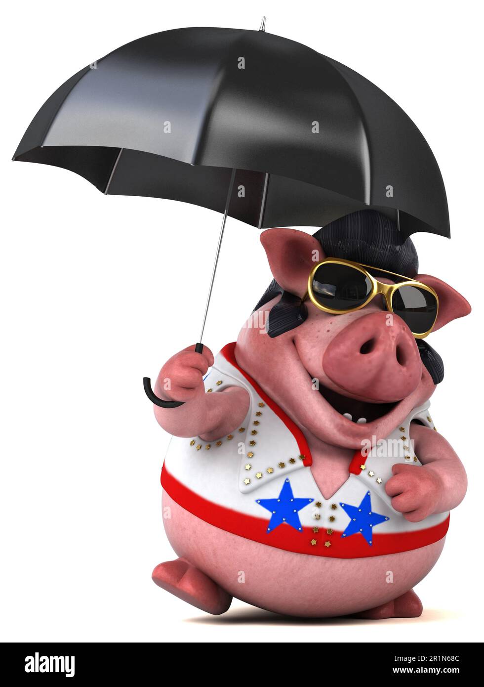 Fun 3D cartoon illustration of a pig rocker Stock Photo - Alamy
