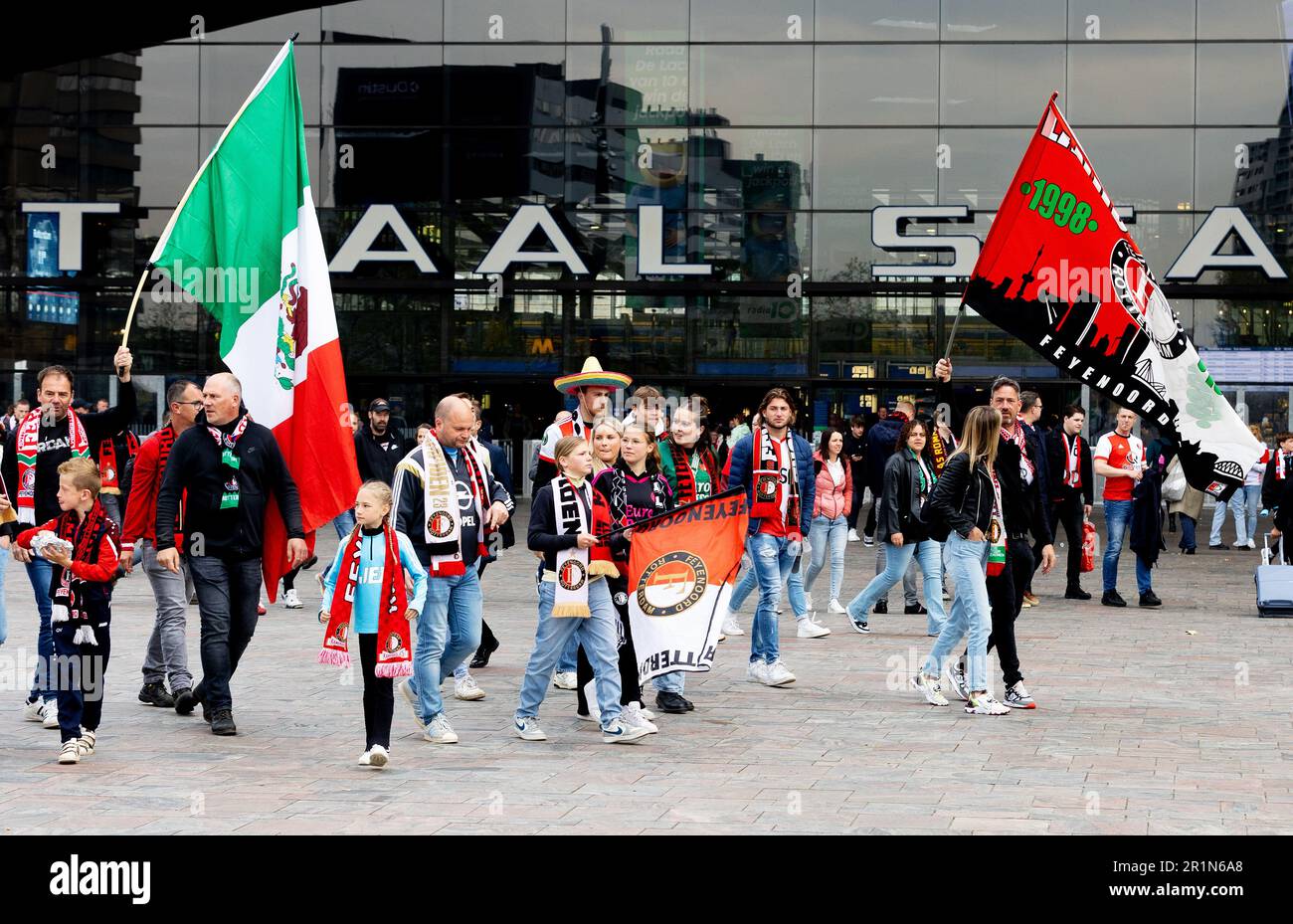 ROTTERDAM - Feyenoord fans arrive at Rotterdam Central station. The ...