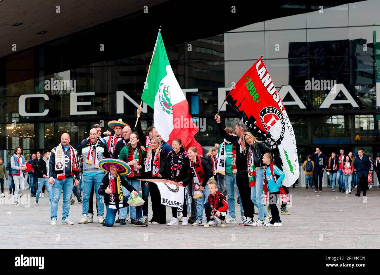 ROTTERDAM - Feyenoord fans arrive at Rotterdam Central station. The ...