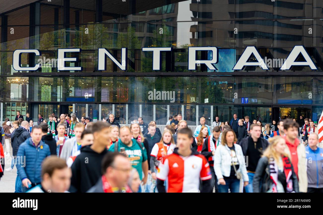 ROTTERDAM - Feyenoord fans arrive at Rotterdam Central station. The ...